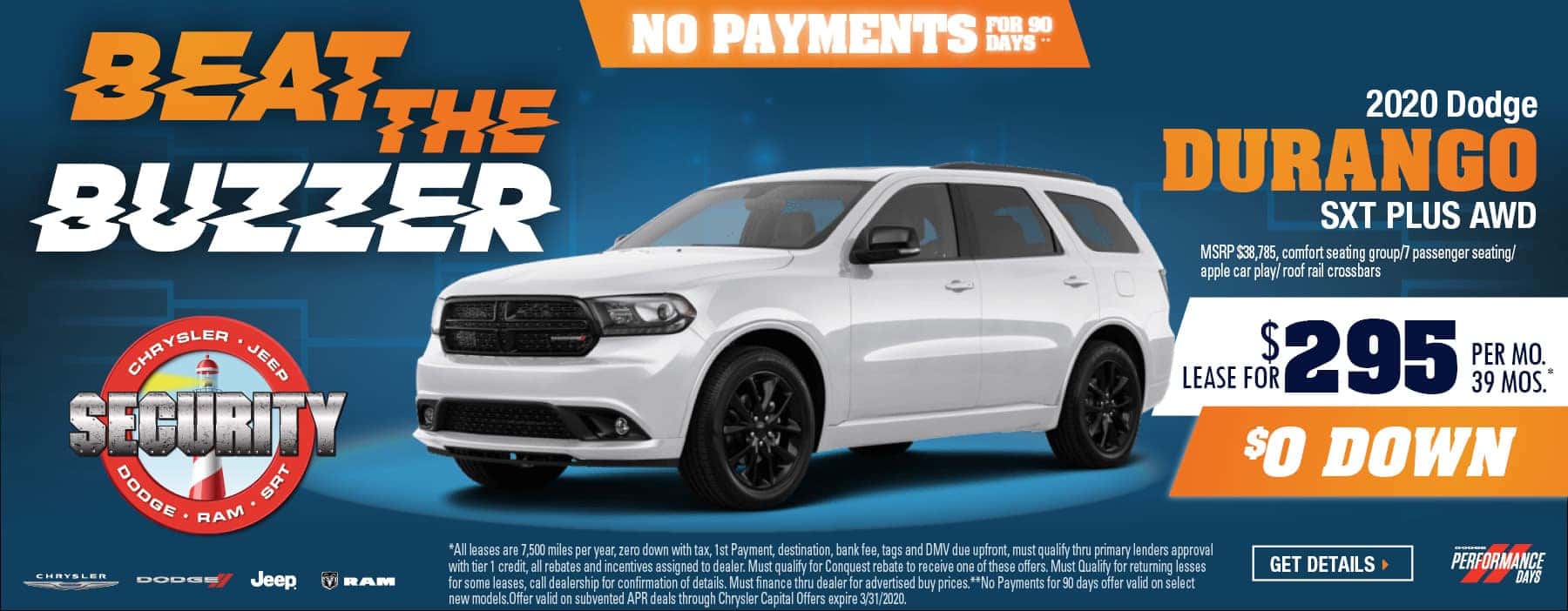 2020 Dodge Durango SXT Plus AWD | Security Dodge Chrysler Jeep Ram